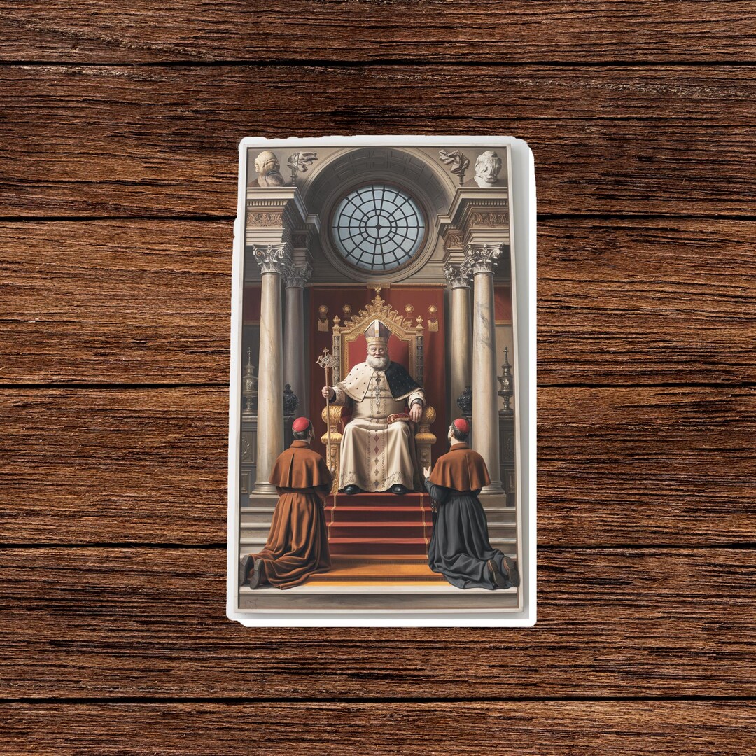 Majestic Pope on Throne Sticker Historic Catholic Art Decal 2140 - Etsy