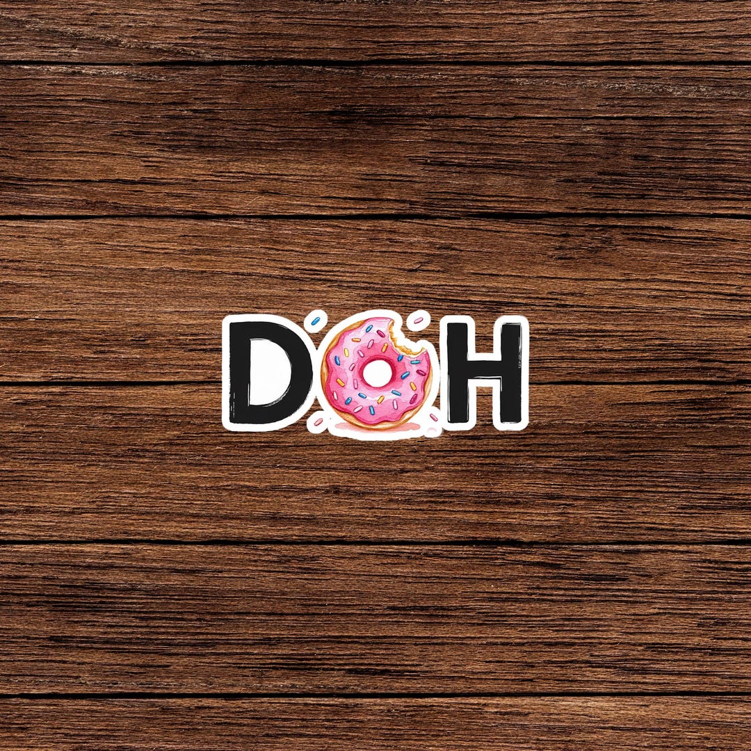 D'OH Donut Sticker Funny Homer Simpson Inspired Pink Glazed Doughnut ...