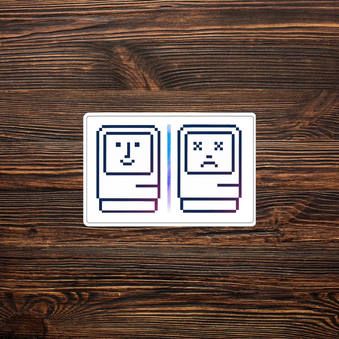 Retro Happy and Sad Mac Face Stickers Vinyl Decals for Laptops, Cars ...