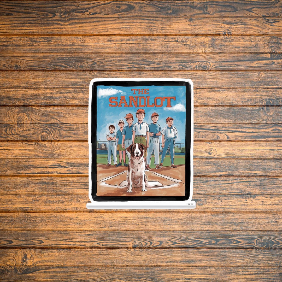 The Sandlot Baseball Movie Poster Art Retro Boys Team & Dog Sticker ...