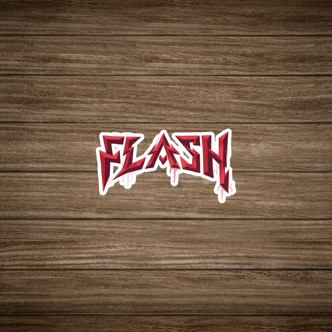 Flash Logo Sticker Red Retro Lightning Bolt Decal for Laptops, Water ...