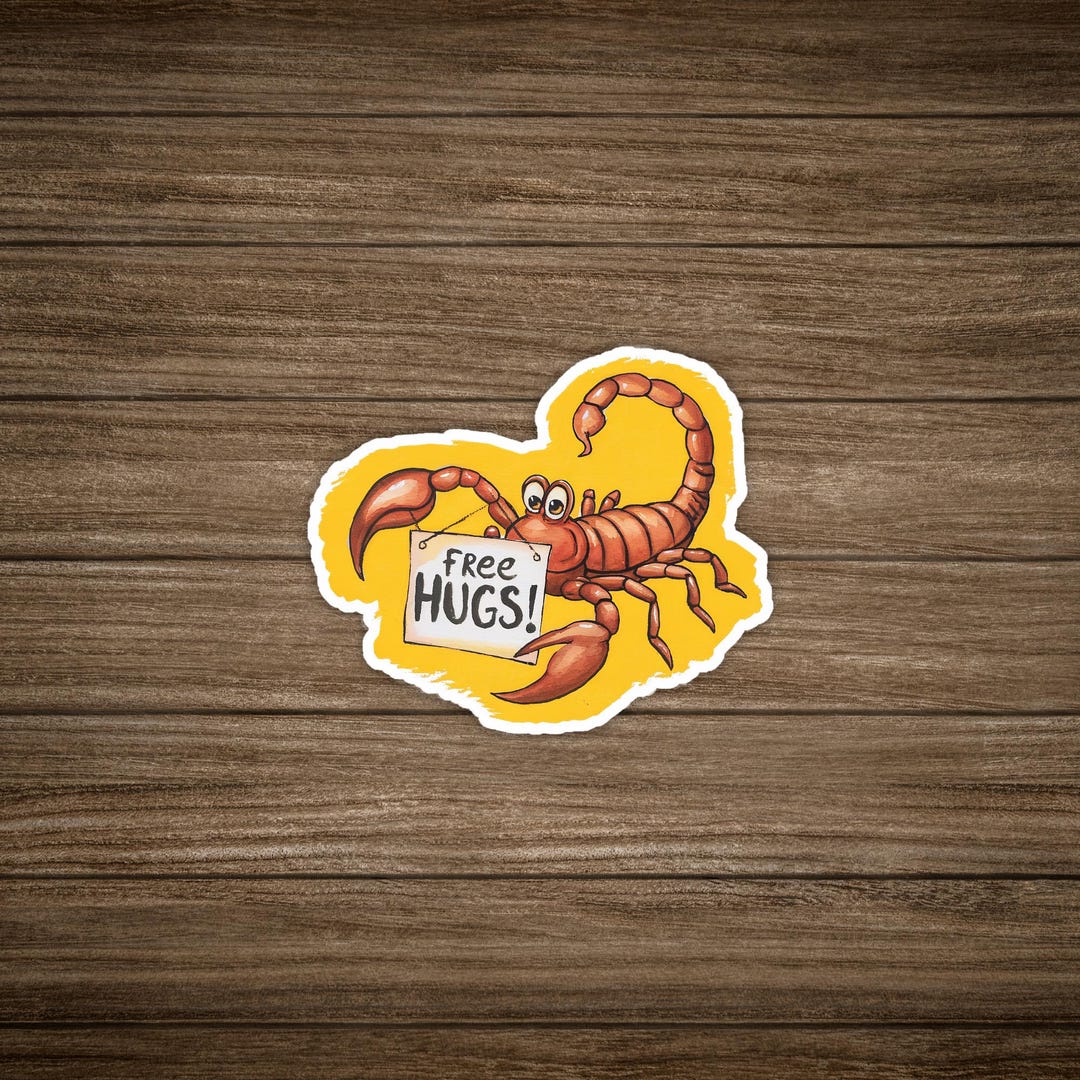 Free Hugs Cartoon Scorpion Sticker Cute Funny Animal Illustration Decal ...