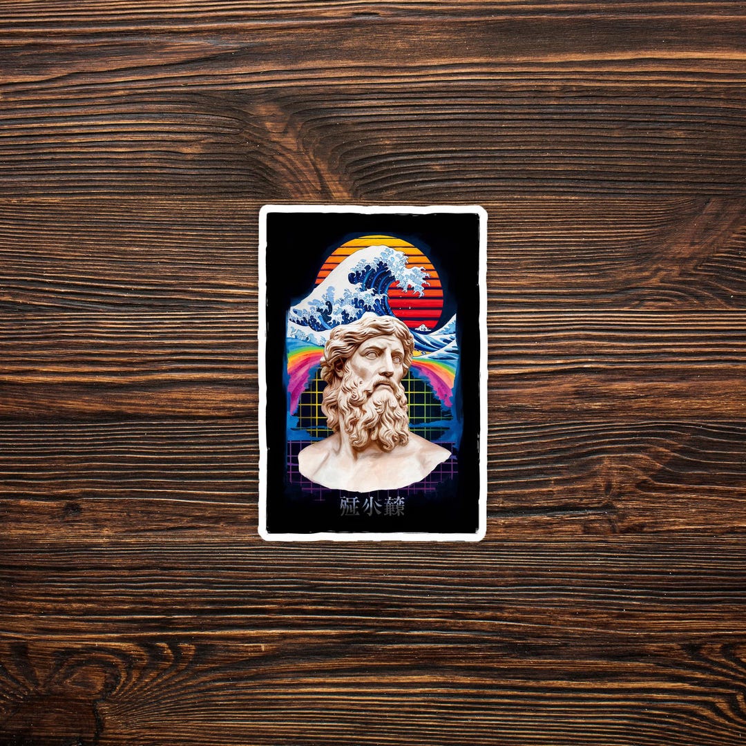 Vaporwave Greek Statue Bust Sticker Retro 80s Aesthetic, Trippy Neon ...