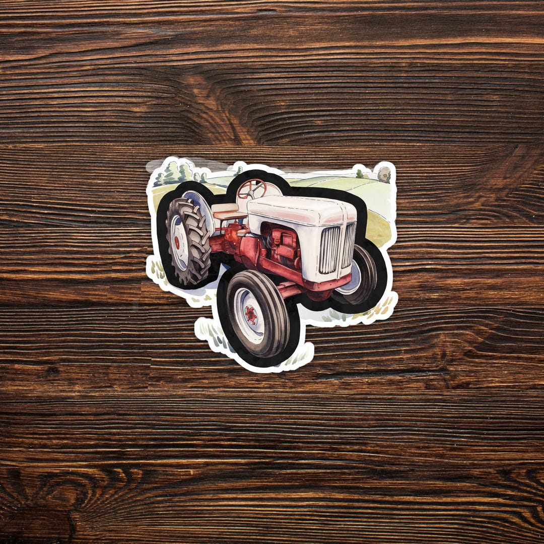 Vintage Farm Tractor Sticker Watercolor Agricultural Vehicle ...