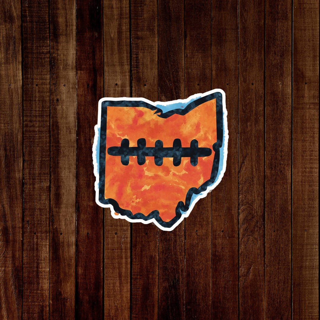 Ohio Football State Map Sticker Watercolor Ohio State Buckeyes Decal ...