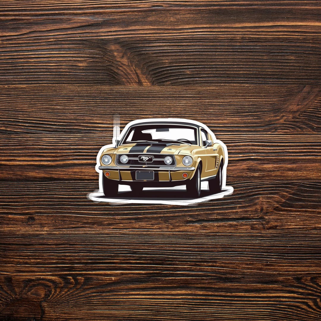 Vintage Mustang Sports Car Sticker Classic American Muscle Car Decal ...