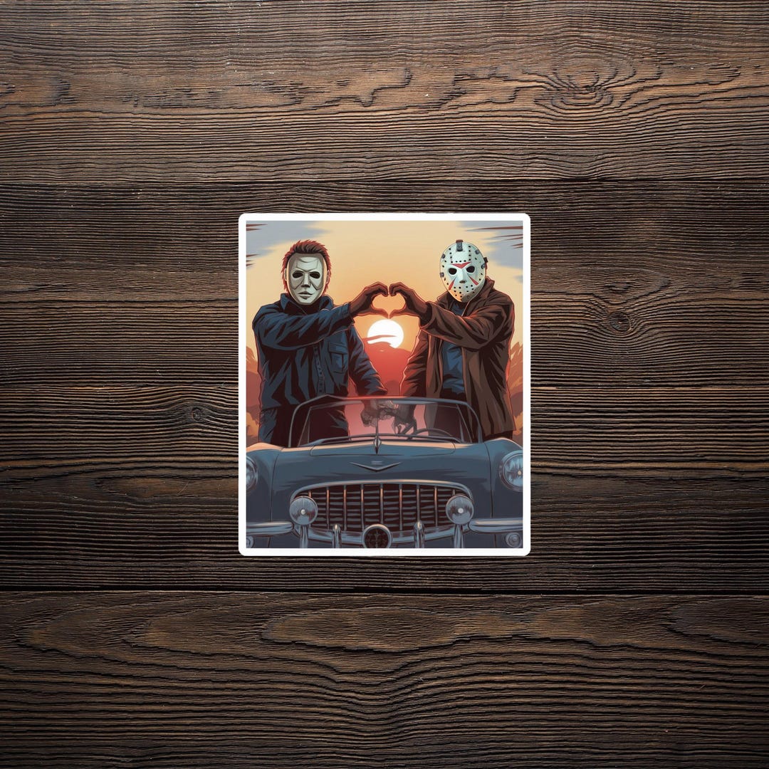 Michael Myers & Jason Voorhees Horror Movie Killers Sunset Car Sticker ...