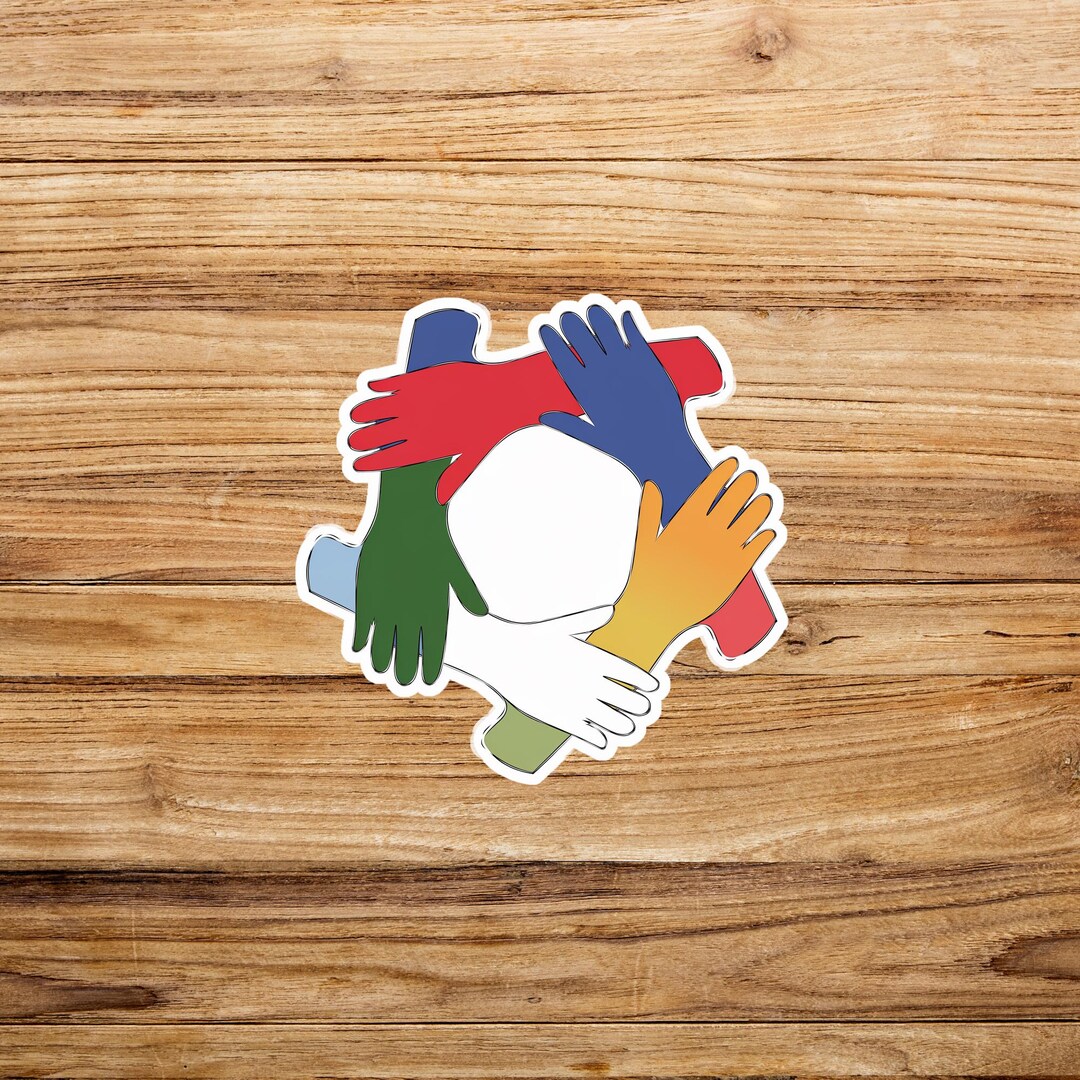 Colorful Teamwork Hands Unity Diversity Inclusion Sticker 1628 - Etsy
