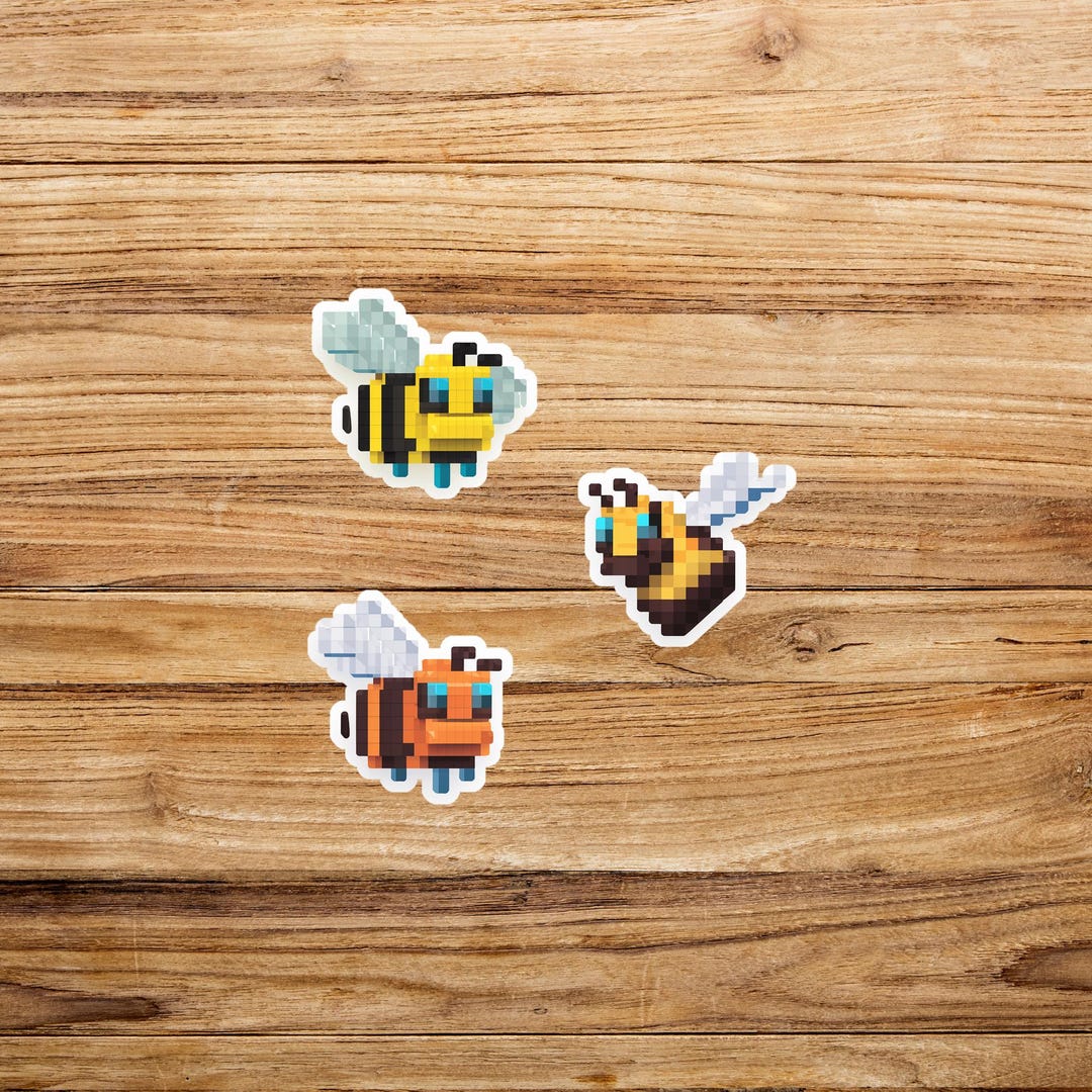 Cute Pixel Art Bumblebee Stickers Adorable Insect Decals for Kids 1705 ...