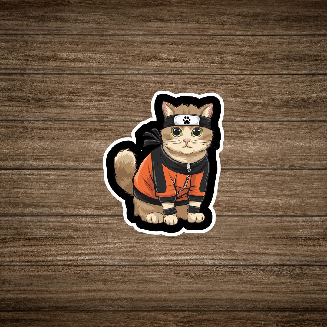 Cute Anime Cat Ninja Sticker Adorable Kawaii Kitten Naruto Fan Art ...