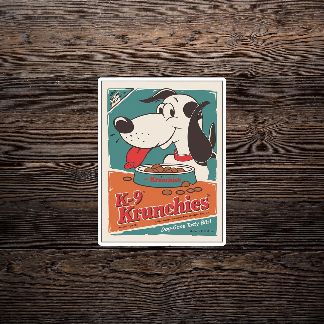 Vintage K-9 Krunchies Dog Food Sticker Tasty Bits for Your Hungry Pup ...