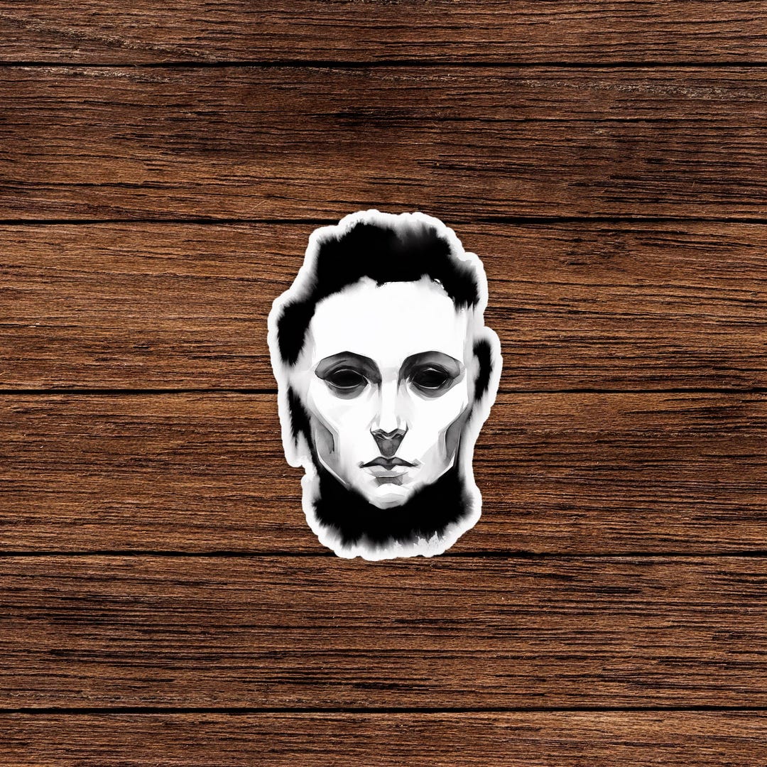 Mysterious Ink Blot Face Sticker Monochrome Avant-garde Art Decal 1234 ...