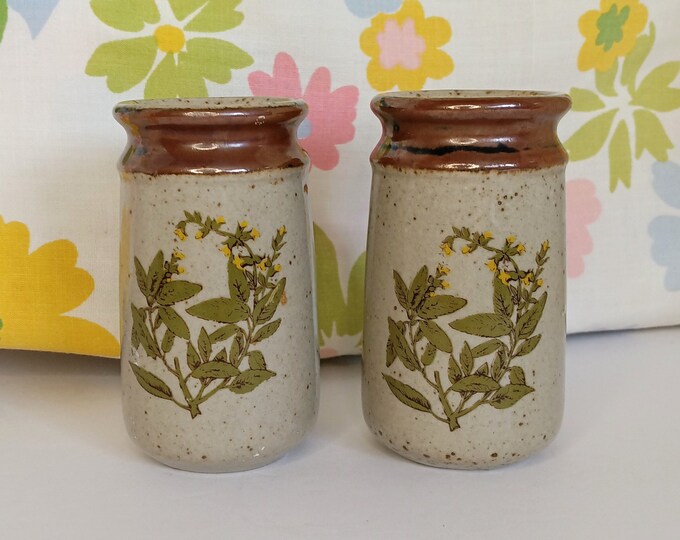 Stoneware Salt & Pepper Shakers With Yellow Flowers, Vintage Home Decor ...