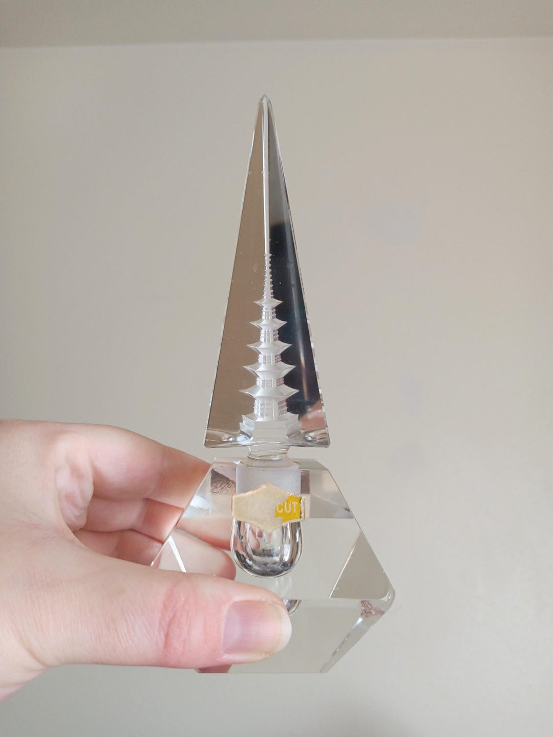 Glass Pagoda Perfume Bottle, Hand Cut Crystal, Vintage Home Decor - Etsy