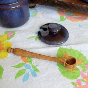 Pottery Condiment Set With Wood Tray and Spoons, Vintage Kitchen ...