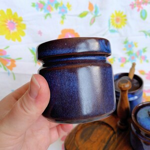 Pottery Condiment Set With Wood Tray and Spoons, Vintage Kitchen ...