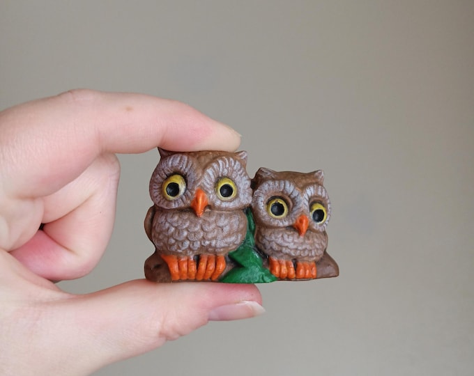 Mini Owls Side by Side Figurine, Vintage Autumn Home Decor - Etsy