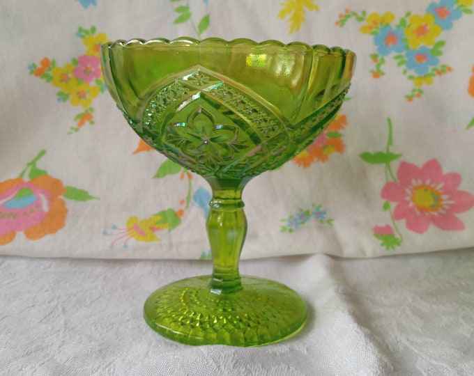 Indiana Tiara Carnival Glass Compote, Gorgeous Mid Century Glass ...