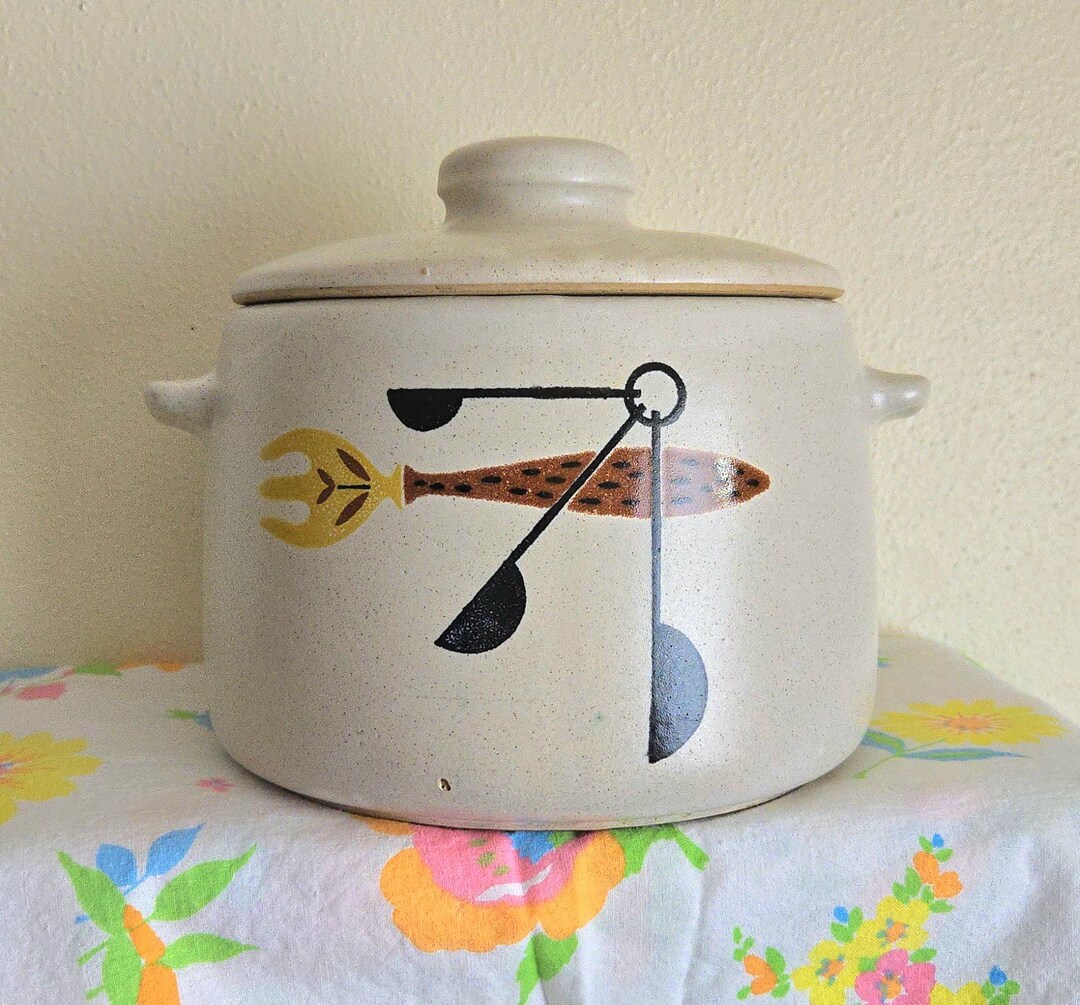 West Bend Bean Pot With Lid, Stoneware Crock, Vintage Cookware - Etsy