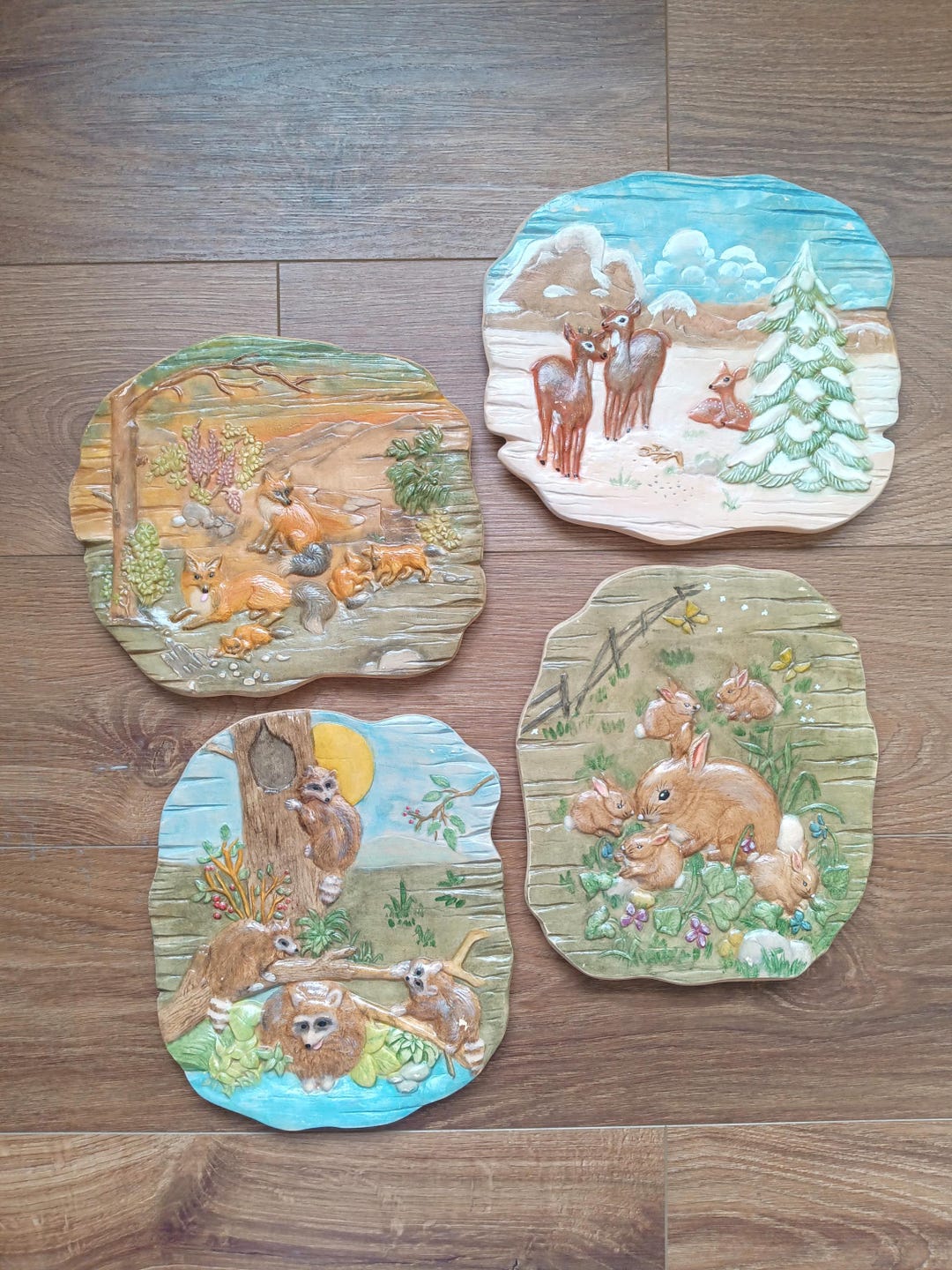 1980 Mackey Ceramic Molds Animal Wall Art, Raccoons, Deer, Fox, Rabbits ...