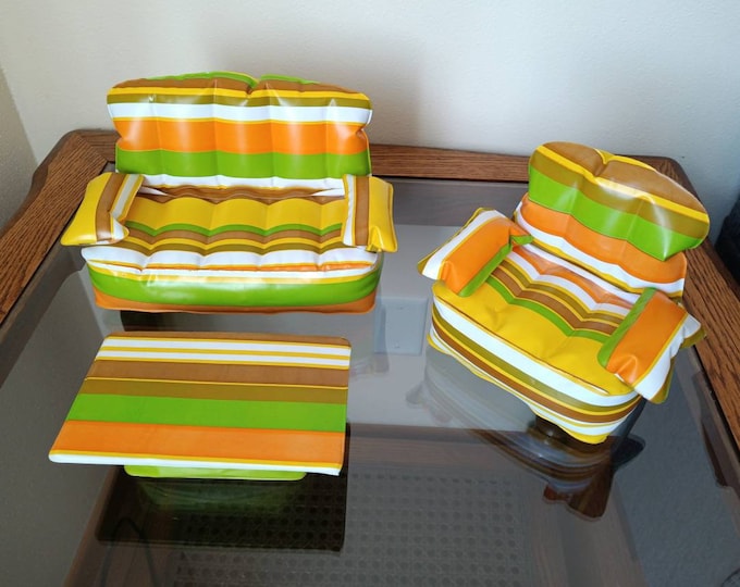 1970's Barbie Puff'n Play Furniture Set, Vintage Dollhouse, Inflatable ...