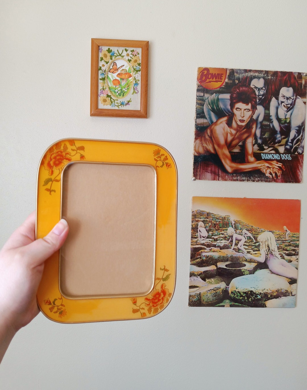 Metal Bohemian Picture Frame, Heavy, Vintage Home Decor, Yellow and ...