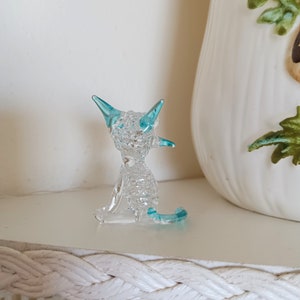 Spun Glass Mini Cat, Teal & Clear, Cute Vintage Home Decor - Etsy