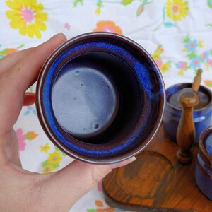 Pottery Condiment Set With Wood Tray and Spoons, Vintage Kitchen ...