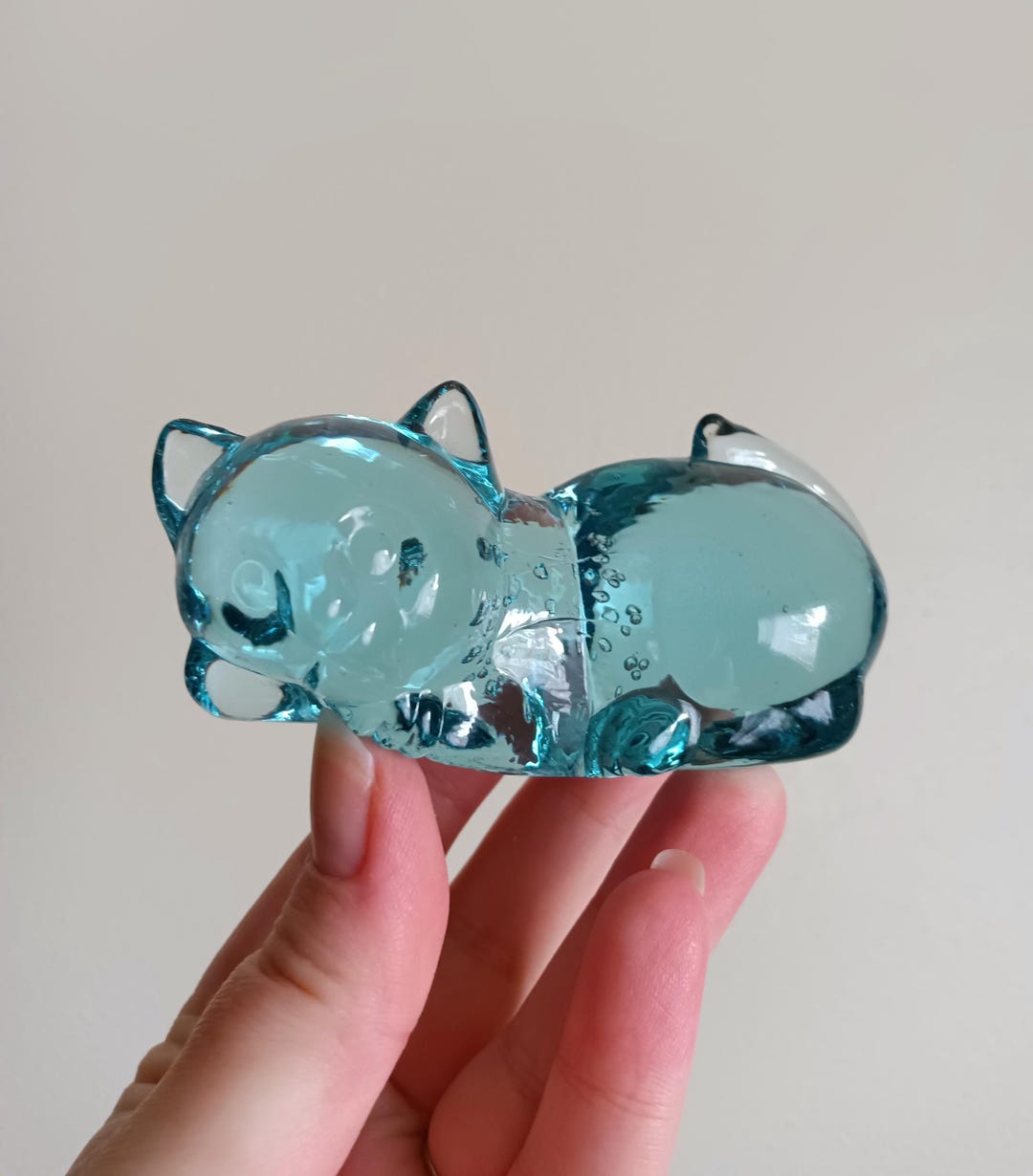 Turquoise Glass Cat Paperweight, Vintage Home Decor - Etsy