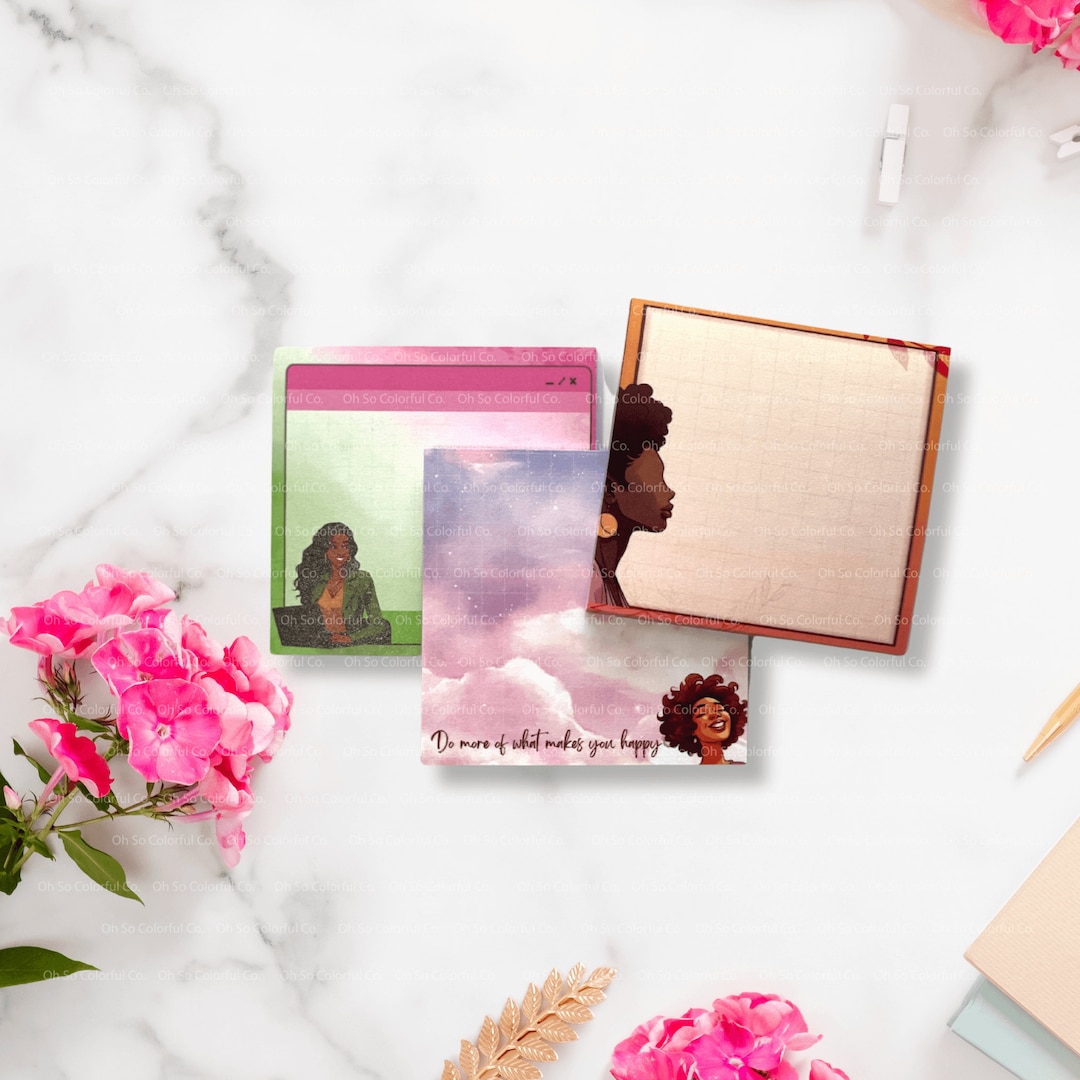 Black Girl Sticky Notes, Cute Aesthetic Sticky Notes, Kawaii Sticky ...
