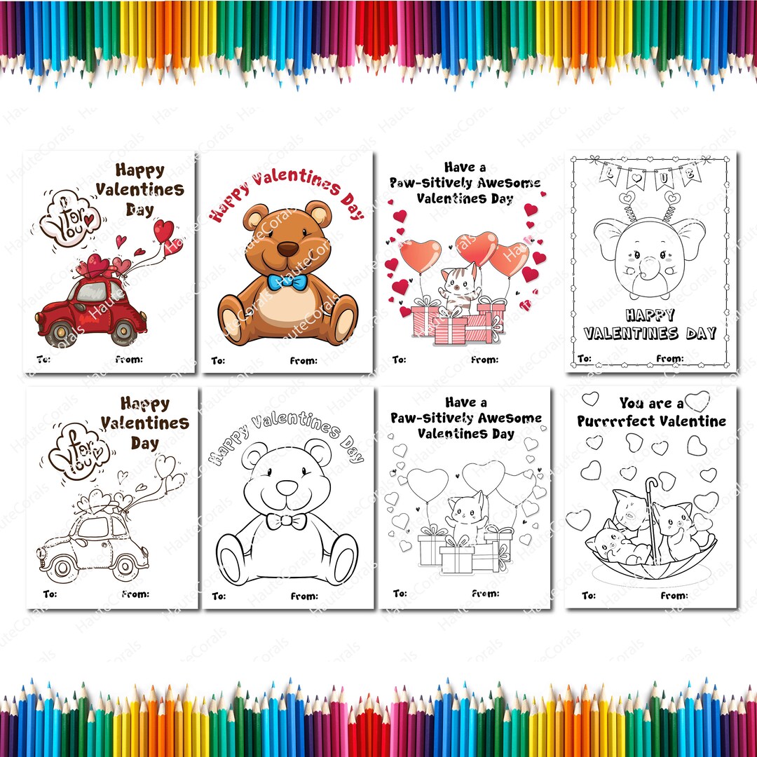 VALENTINES DAY PRINTABLE Coloring Page Instant Download Valentine's Day ...