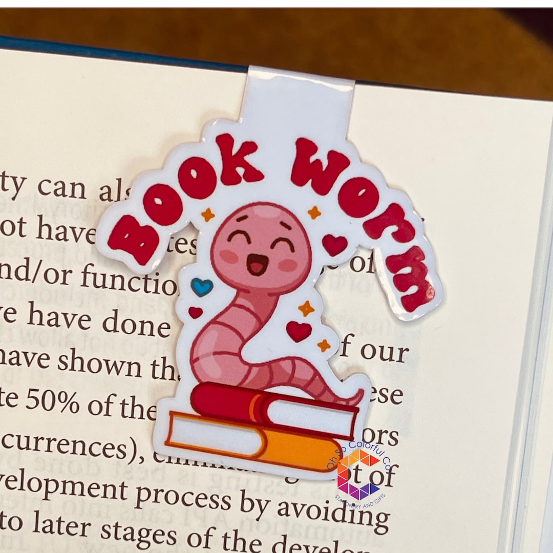 Bookworm Magnetic Bookmark Set of 3, Bookish Gift, Bookworm Bookmark ...