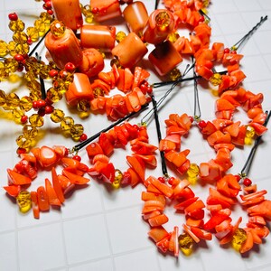African Coral Beads Bridal Hair Pins - 20piece Set, Luxury Bridal Hair ...