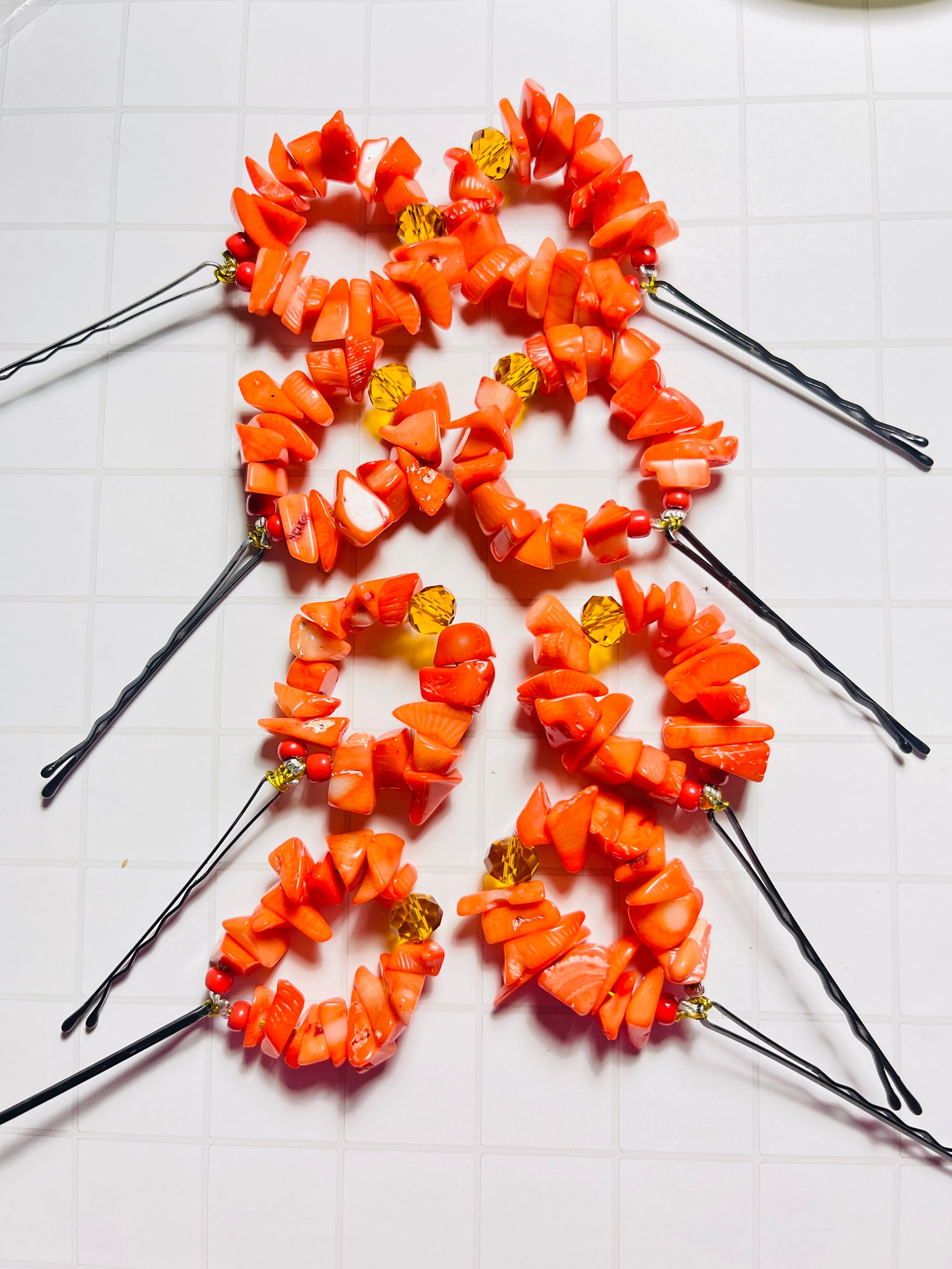 African Coral Beads Bridal Hair Pins - 20piece Set, Luxury Bridal Hair ...