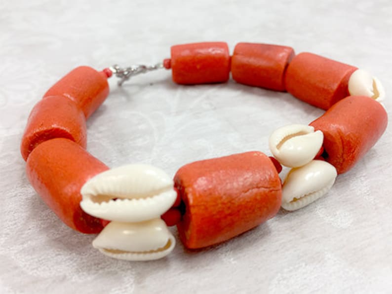 African Traditional Male Coral Beads Necklace | Cowrie Shell Coral ...