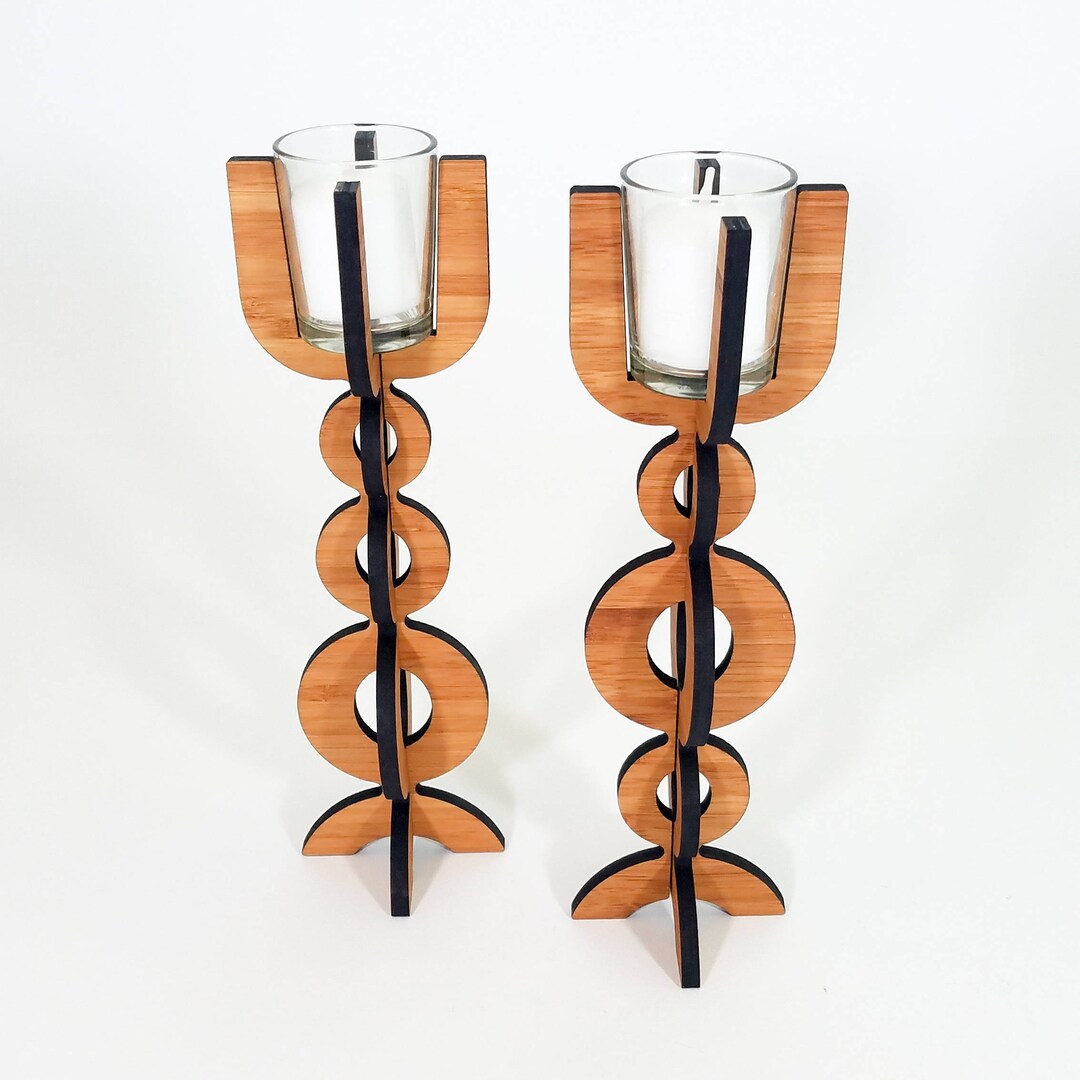Bubble Votive Bamboo Candlesticks, Modern Wood Candle Holder - Etsy