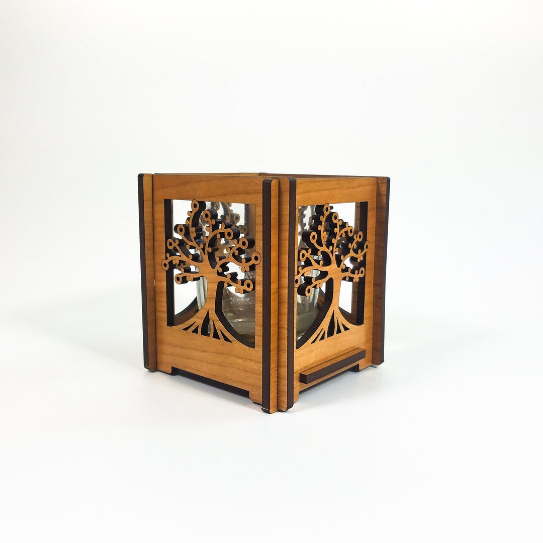 Tree of Life Cherry Wood Votive Holder, Table Centerpiece - Etsy