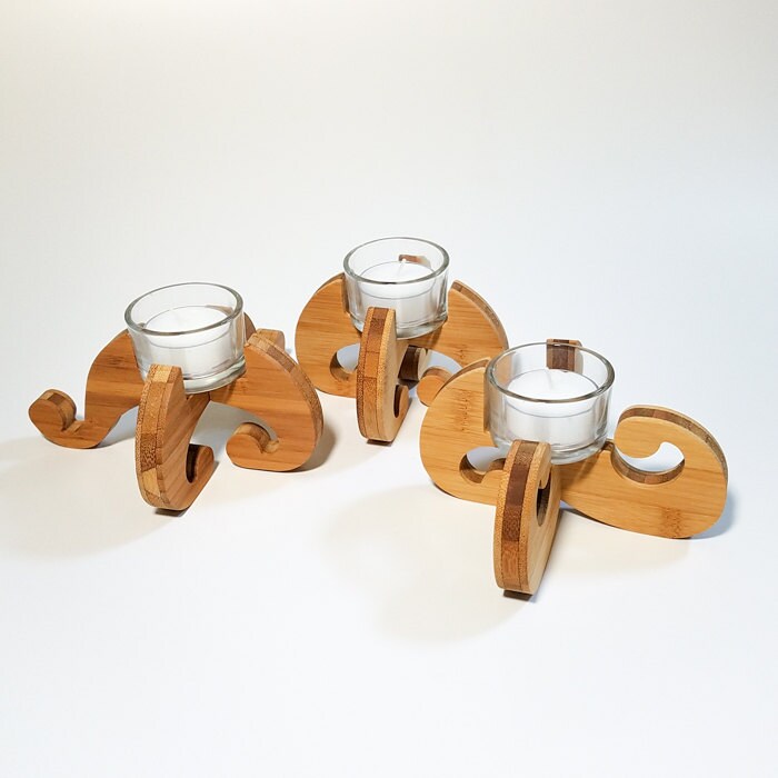 Crescent Tea Light Holder in Bamboo Candle Holder Wood - Etsy