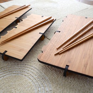 Bamboo Sushi Serving Sets, Sushi Board and Chopsticks, Wood Sushi Set ...