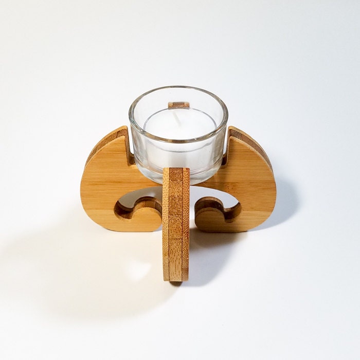 Crescent Tea Light Holder in Bamboo Candle Holder Wood - Etsy