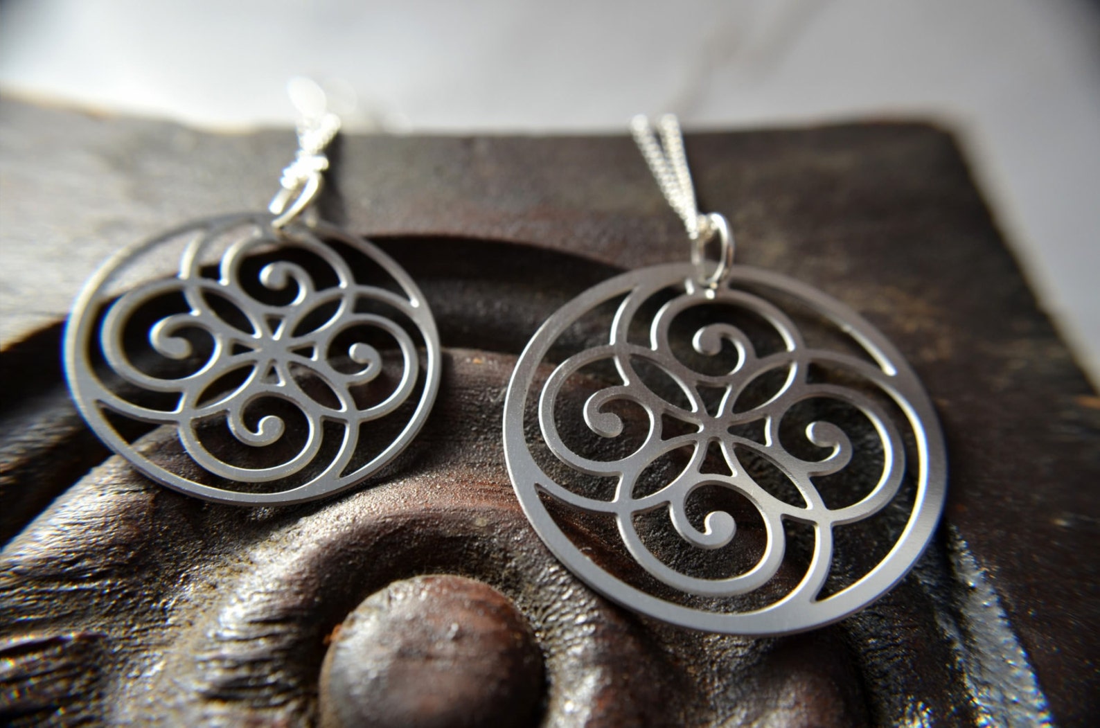 Swirl Earrings in Stainless Steel Silver Circle Earrings - Etsy