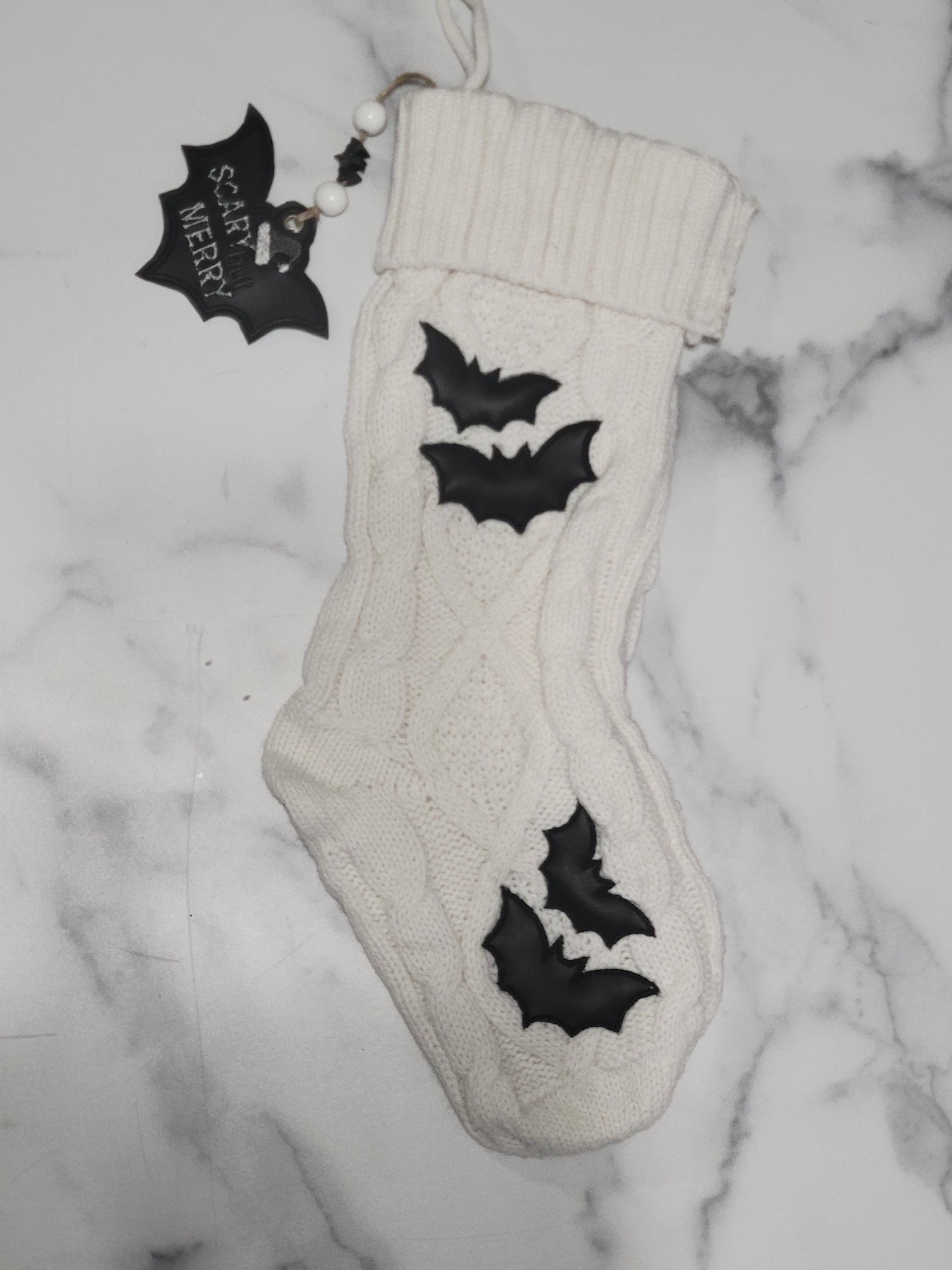 Gothic Christmas Stocking, Black Bat Ornament, Creepmas Decor - Etsy
