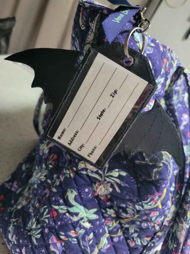 Bat Wing Vegan Vinyl Luggage Tag Travel Keychain Info - Etsy