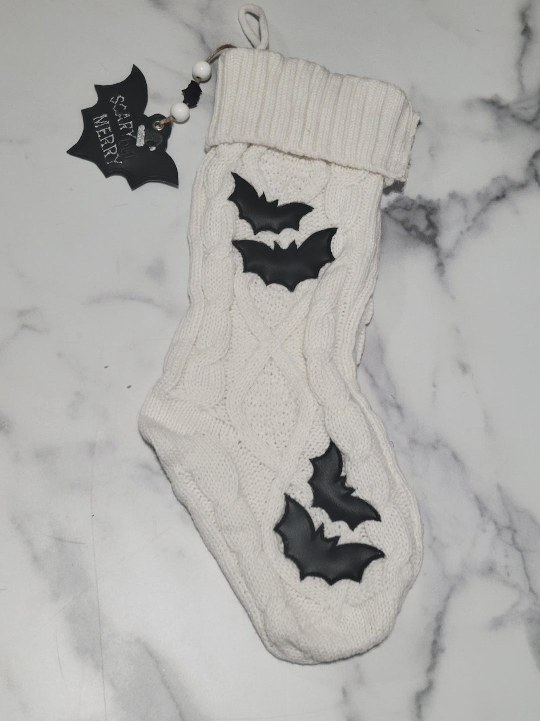 Gothic Christmas Stocking, Black Bat Ornament, Creepmas Decor - Etsy