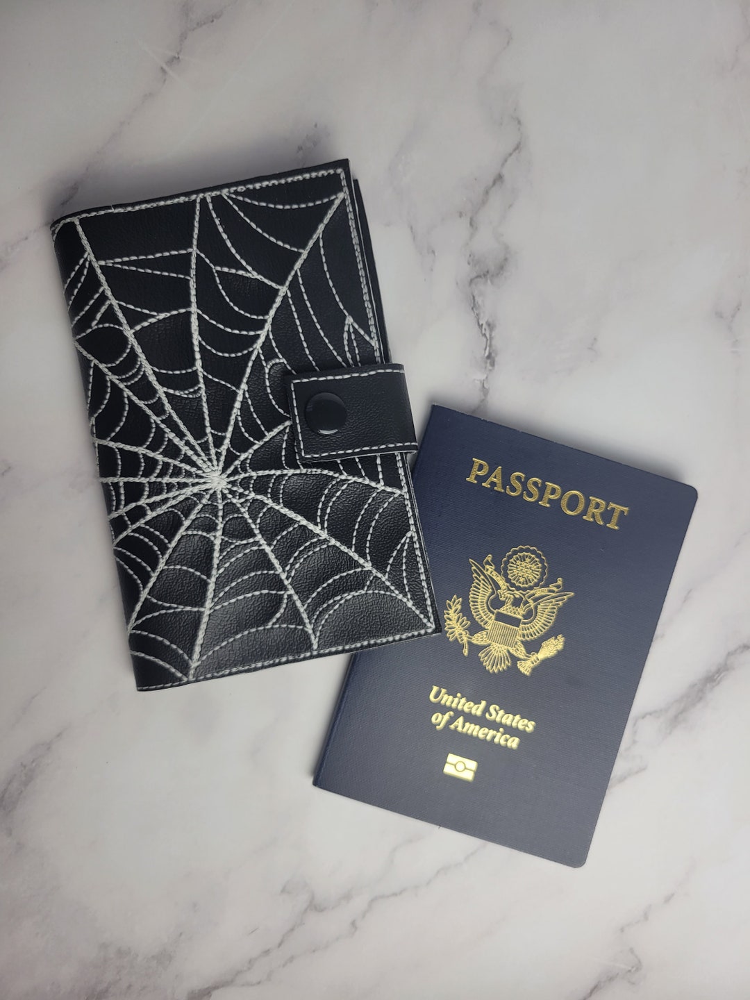 Glow in the Dark Spiderweb Passport Holder: Vegan Goth Travel Case - Etsy