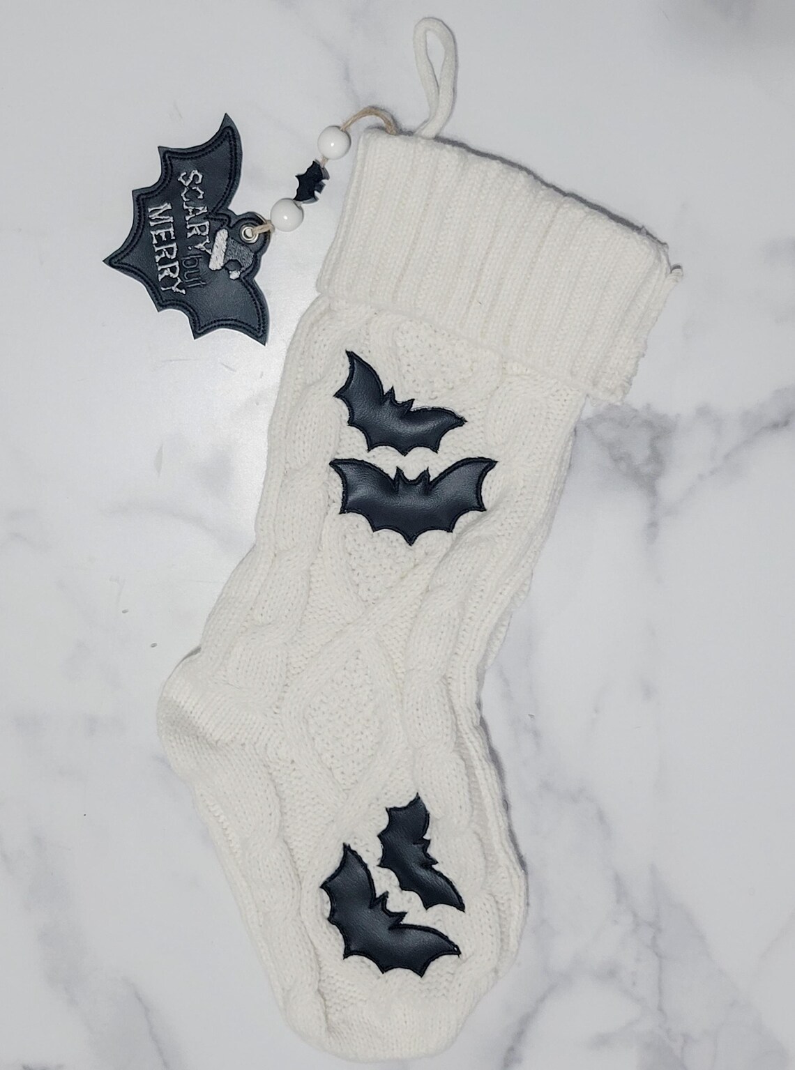 Gothic Christmas Stocking, Black Bat Ornament, Creepmas Decor - Etsy