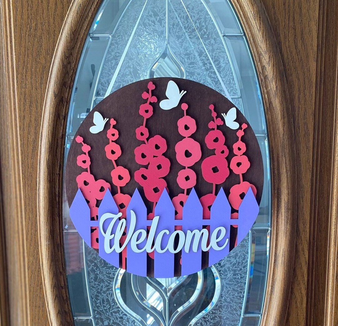 Welcome Sign Flowers and Butterflies Customizable - Etsy