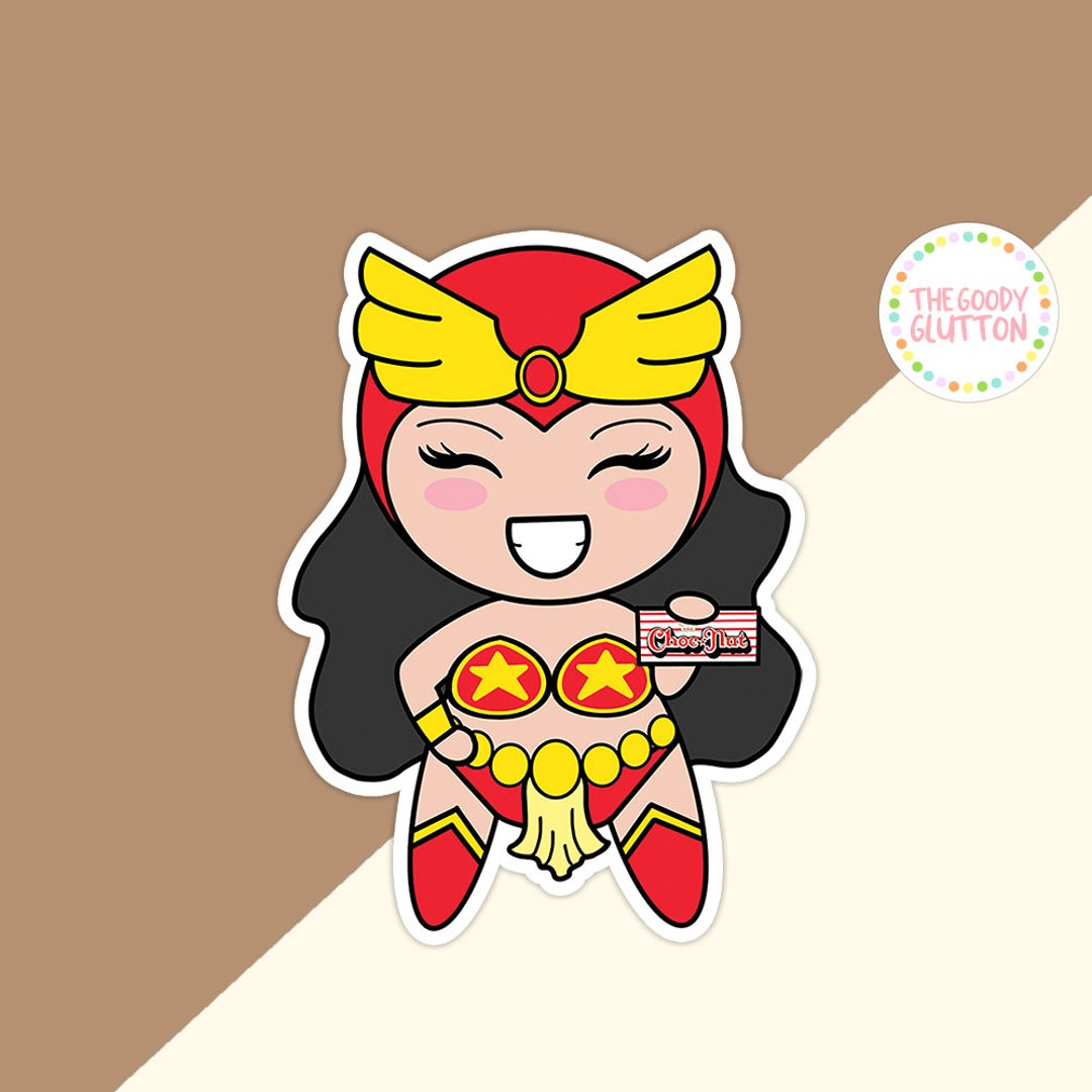 Cute Kawaii Girl Darna Superhero Choco Nut Sticker, Pinoy Sticker ...