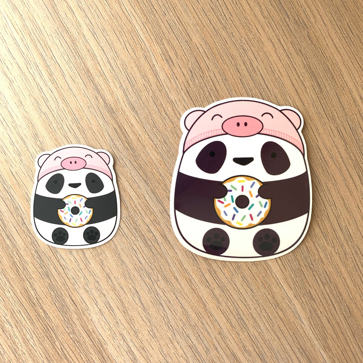Cute Kawaii Panda Donut Sticker, Pig Hat Sticker, Panda Sticker Decal ...