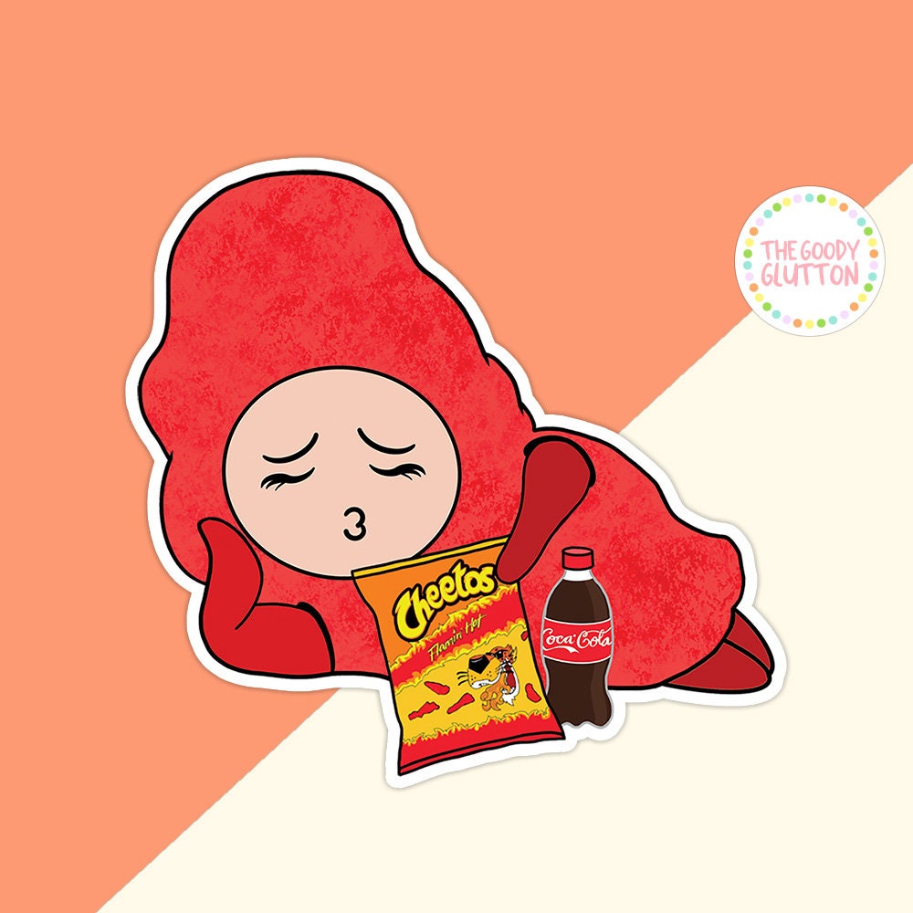 Cute Kawaii Look Like a Snack Sticker, Hot Cheetos Sticker, Snack Girl ...